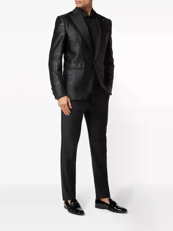 Philipp Plein Monogram-jacquard Single-breasted Blazer