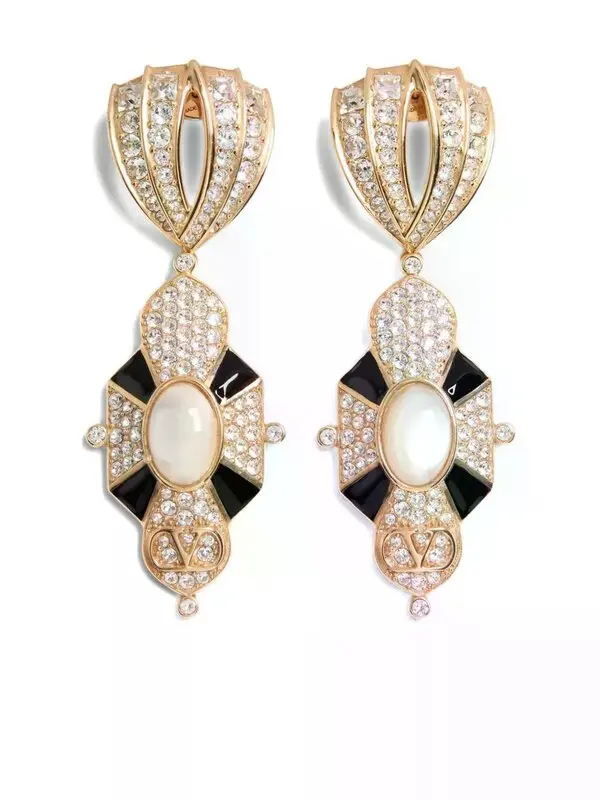 Valentino Garavani Pas Plus Crystal-embellished Earrings - Gold