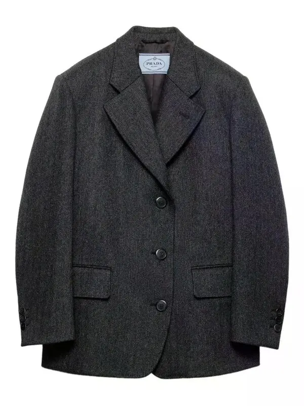 Prada Buttoned Chevron Wool Jacket