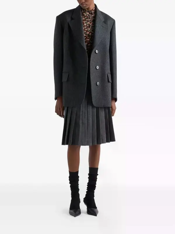 Prada Buttoned Chevron Wool Jacket