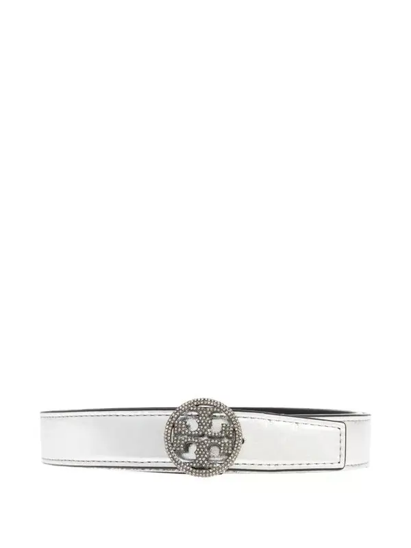 Tory Burch Double T Motif-embellished Buckle Belt - Silver