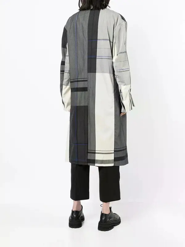 Y’s Check Print Single-breasted Coat