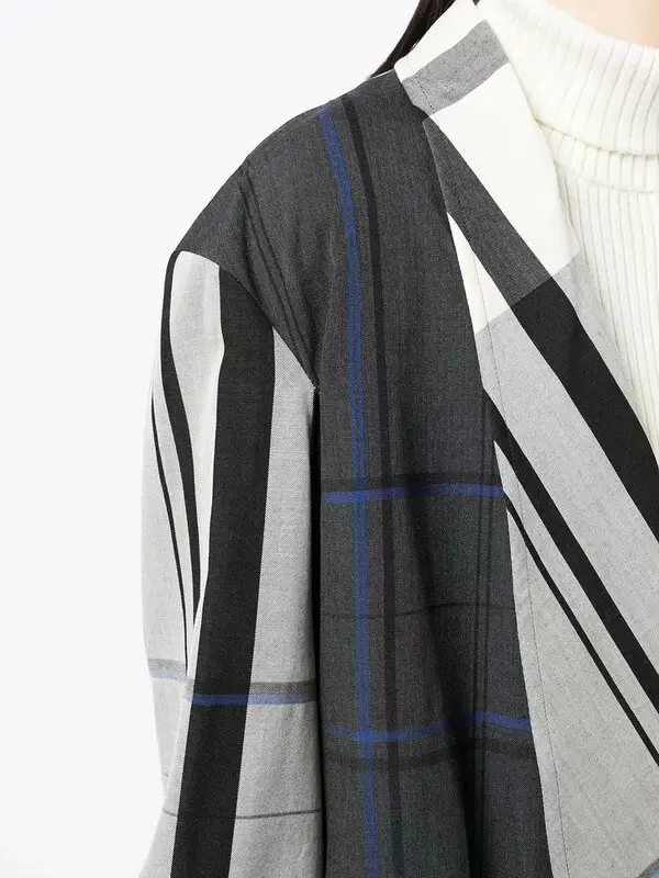 Y’s Check Print Single-breasted Coat