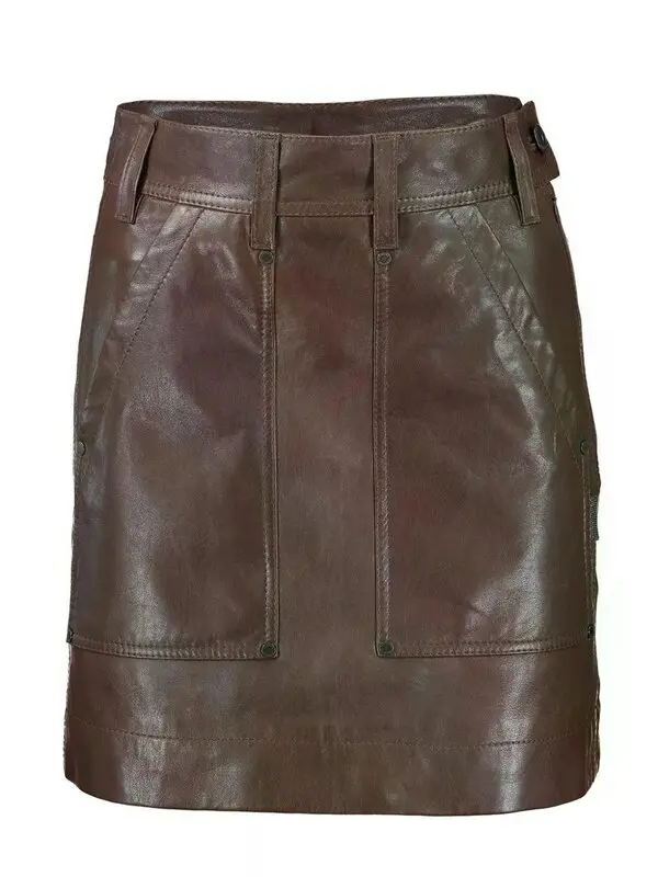 Brunello Cucinelli Cargo Leather Miniskirt