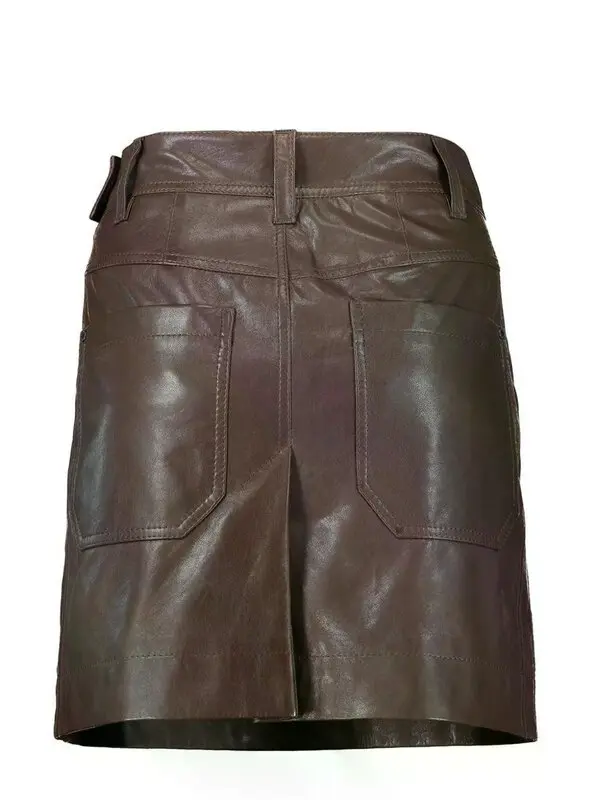 Brunello Cucinelli Cargo Leather Miniskirt