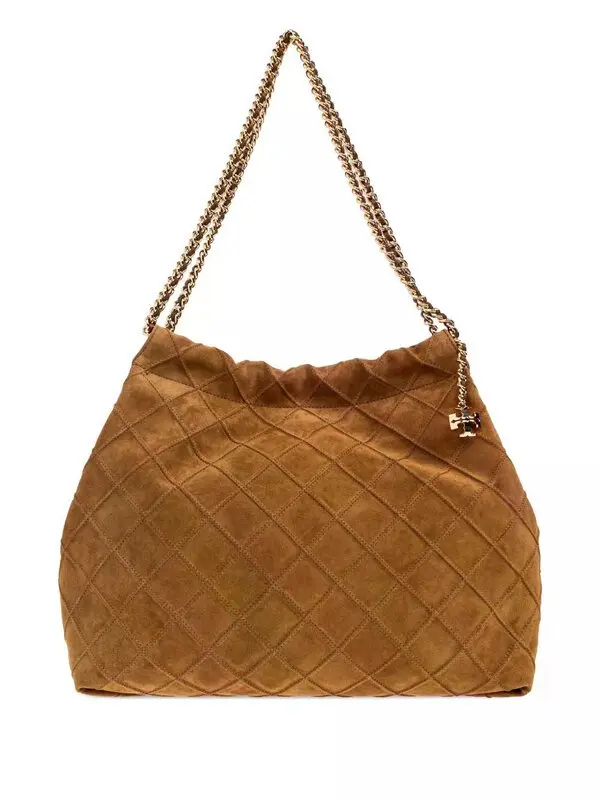 Tory Burch Suede Chain Tote Bag - Brown
