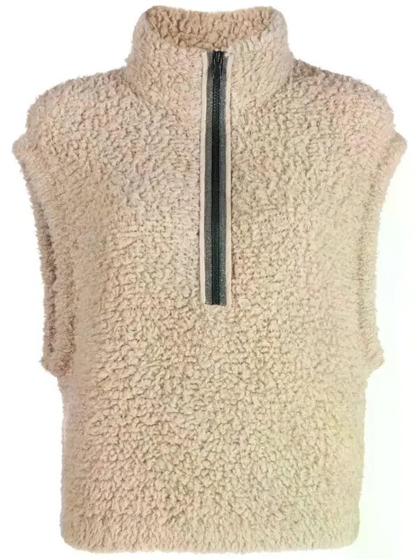 Brunello Cucinelli Faux-fur Zip-up Gilet - Brown