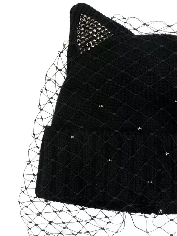 CA4LA Embellished Veil Beanie