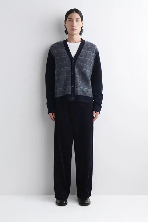 Cos Checked Wool V-neck Cardigan