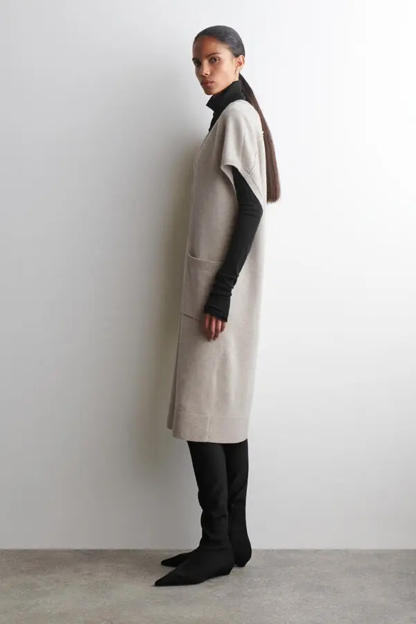 Cos Rounded Merino Wool Longline Cardigan