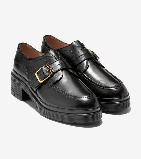 Cole Haan Carlitta Monk Strap Lug Oxfords - Black