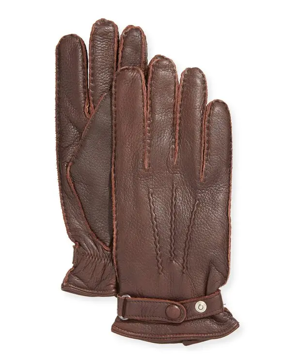 HESTRA Winston Leather Gloves - Dark Brown