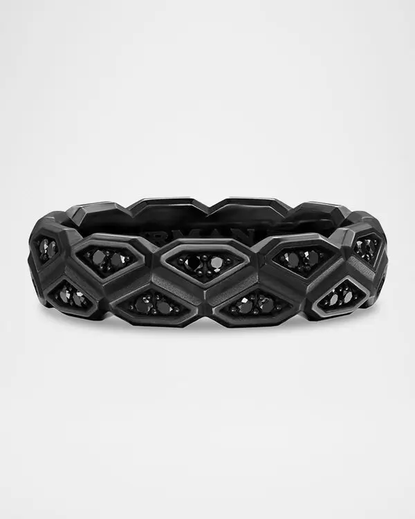David Yurman Hex Band Ring With Diamonds - Black