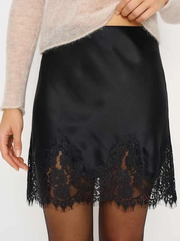 REFORMATION Carolina Silk Mini Skirt - Black