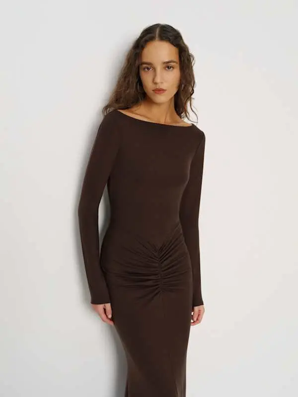 REFORMATION Alara Knit Dress - Brown