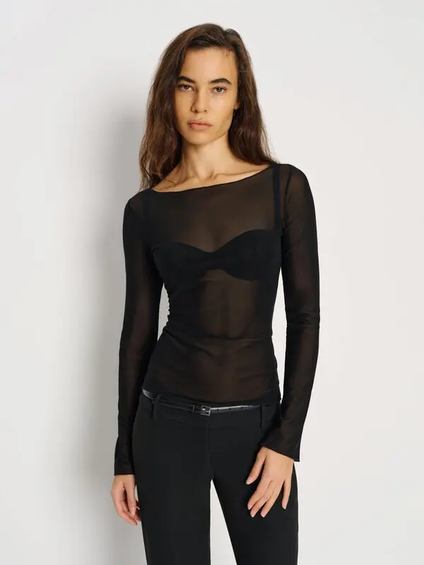 REFORMATION Ayla Knit Top - Black