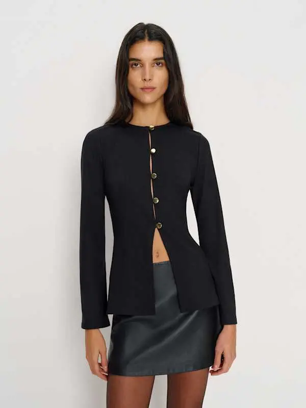 REFORMATION Verne Knit Top - Black