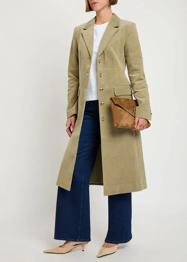 Paige Trexi Corduroy Tailored Coat - Olive