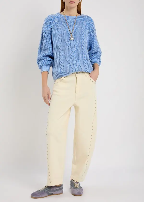 Free People Frankie Cable-knit Cotton Jumper