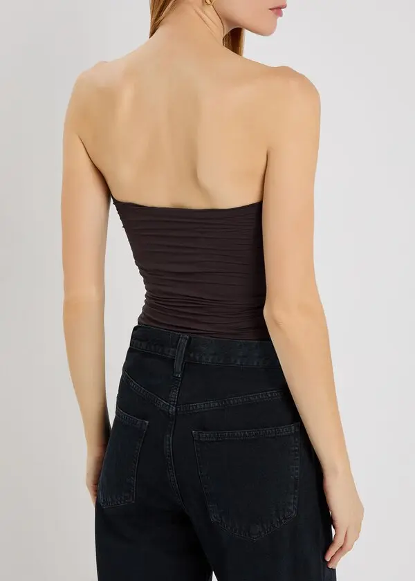 AGOLDE Gwyneth Ruched Bodysuit - Brown