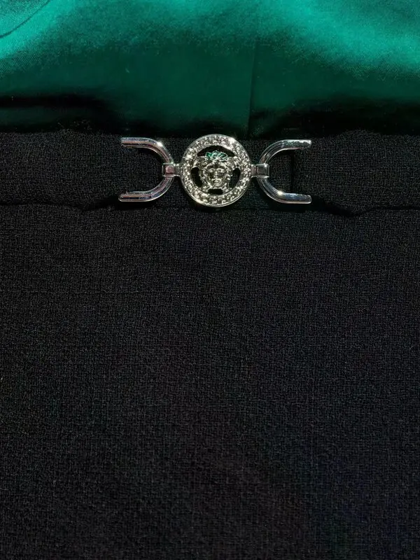 Versace Double Wool Crêpe A-line Mini Skirt With Medusa '95 Hardware