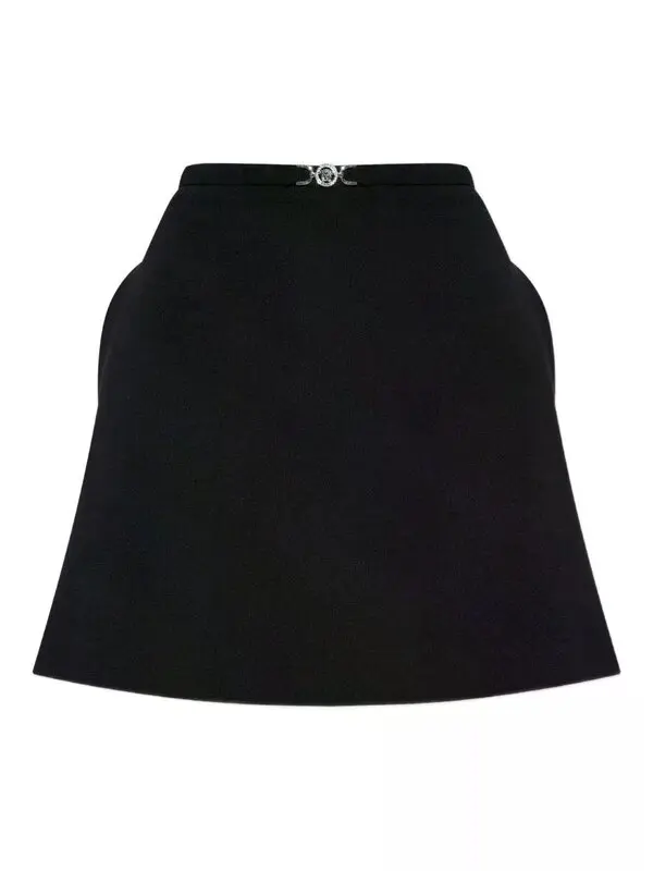 Versace Double Wool Crêpe A-line Mini Skirt With Medusa '95 Hardware