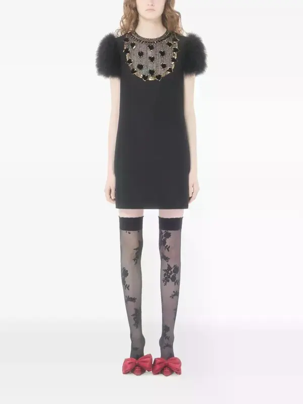 Valentino Garavani Embroidered Crepe Couture Mini Dress