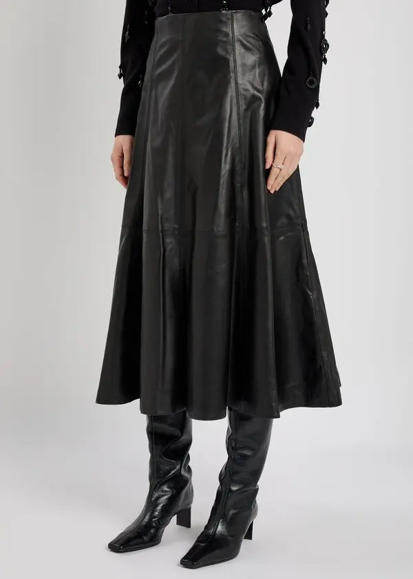 Simkhai Ryma Panelled Leather Midi Skirt