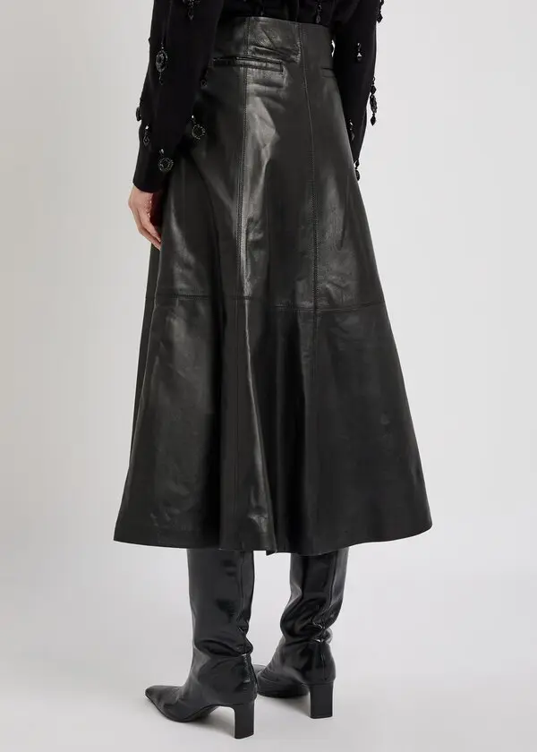 Simkhai Ryma Panelled Leather Midi Skirt