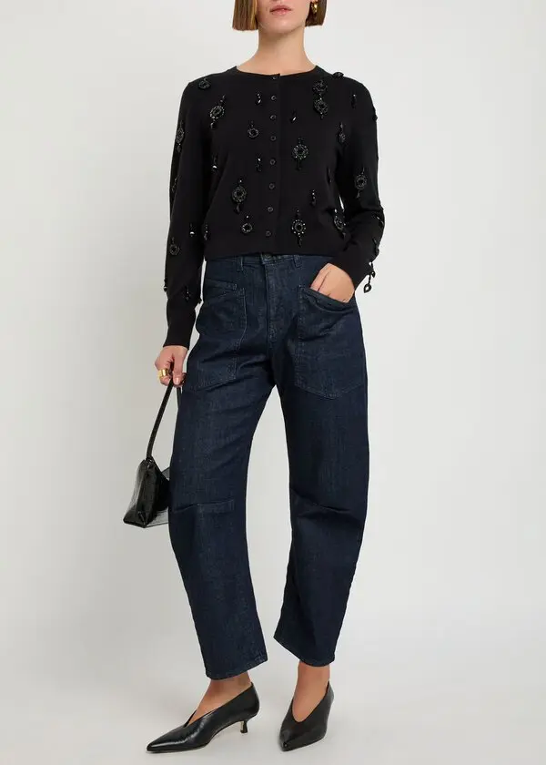 Tory Burch Embellished Wool And Cashmere-blend Cardigan
