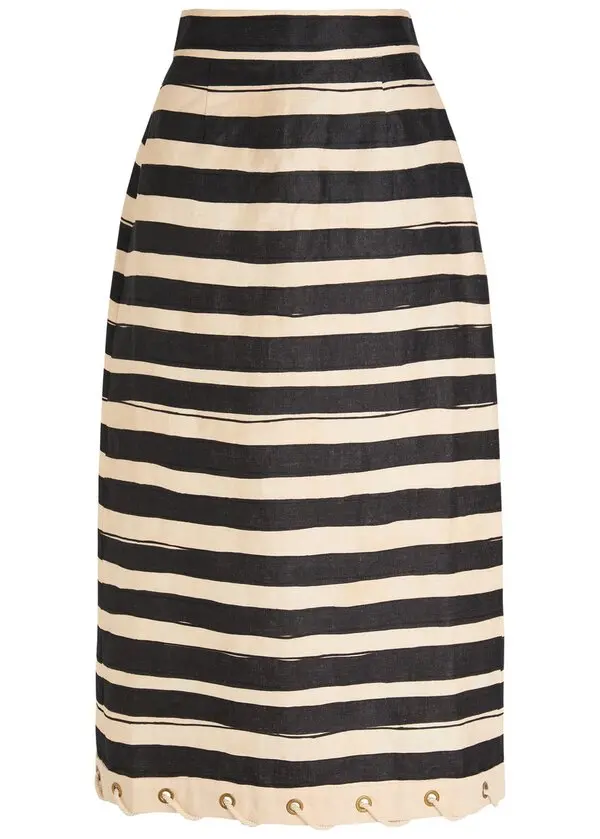 Zimmermann Striped Linen Midi Skirt