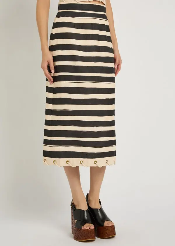 Zimmermann Striped Linen Midi Skirt