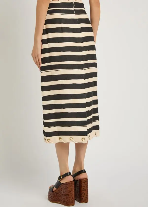 Zimmermann Striped Linen Midi Skirt