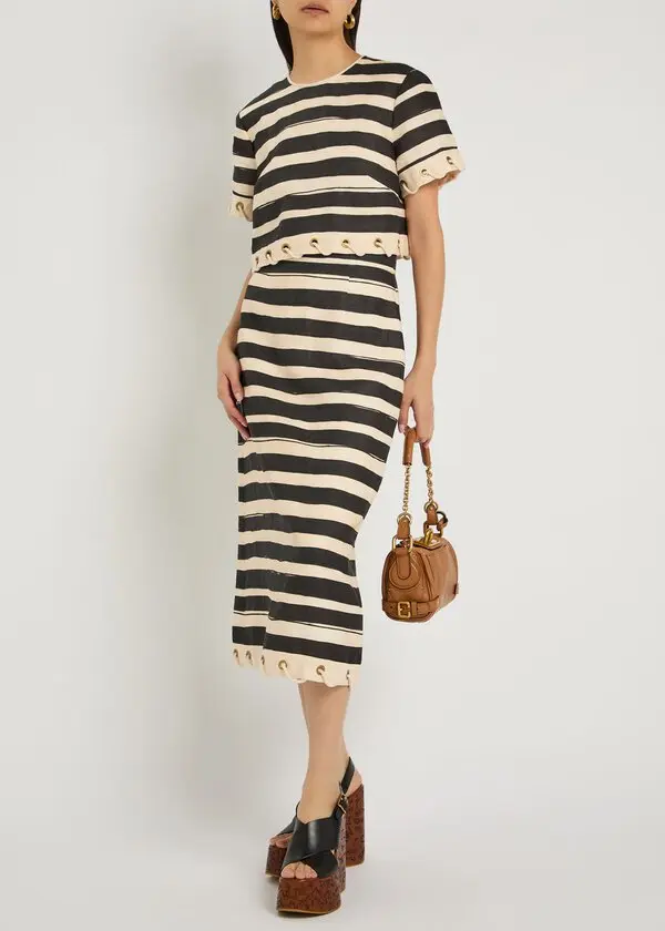 Zimmermann Striped Linen Midi Skirt
