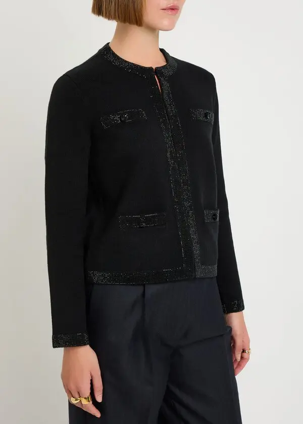 Tory Burch Kendra Crystal-embellished Cardigan - Black