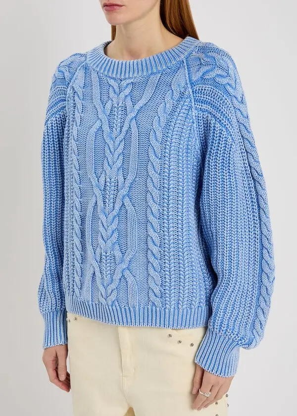 Free People Frankie Cable-knit Jumper - Blue