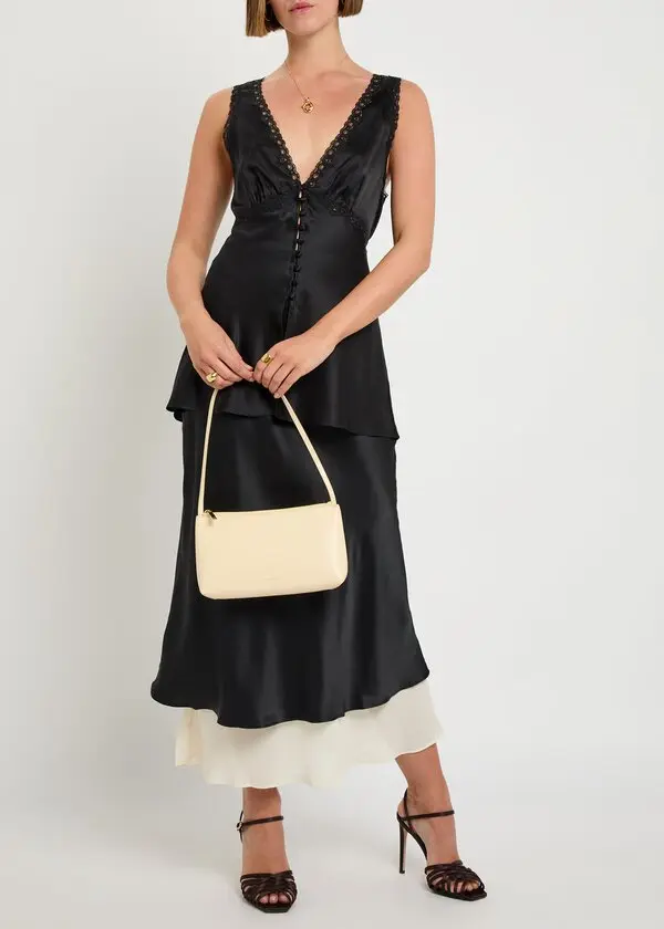 REFORMATION Addie Lace-trimmed Silk Top - Black