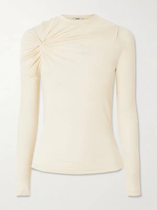 AGOLDE Lissa Gathered Jersey Top - Neutrals