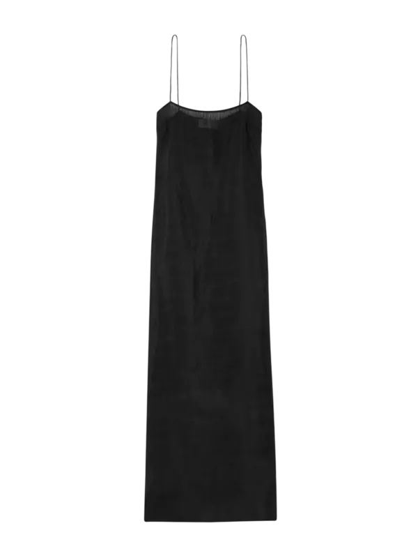 Matteau Shirred Silk And Linen-blend Maxi Dress - Black