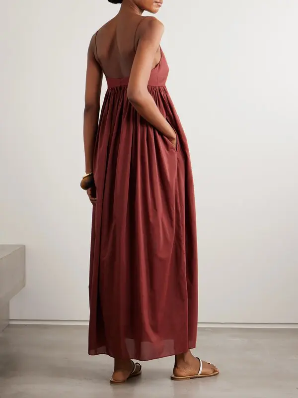 Matteau Gathered Organic Cotton And Silk-blend Maxi Dress