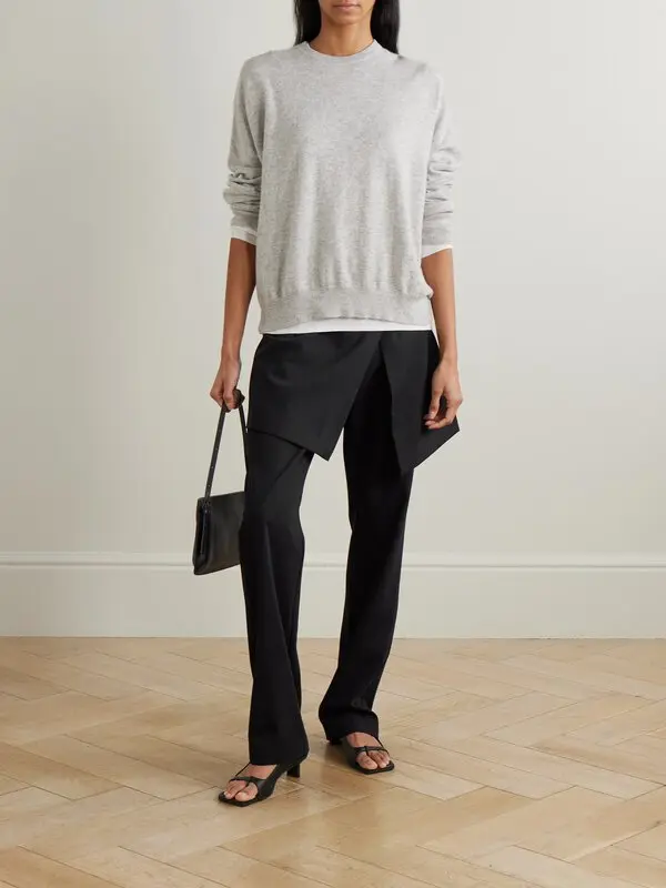 ST. AGNI Layered Straight-leg Wool Pants