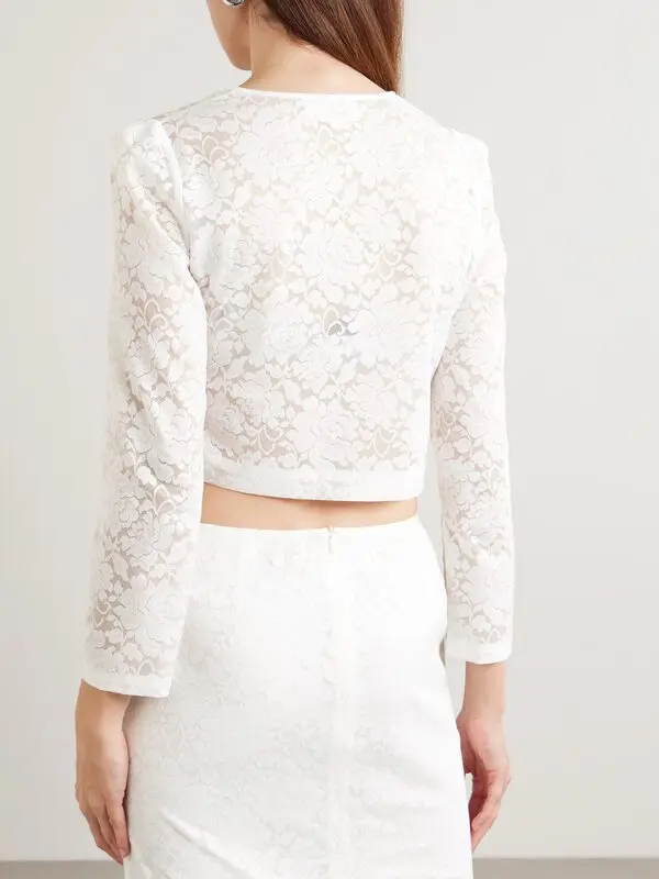 SHUSHU/TONG Embellished Cropped Lace Top