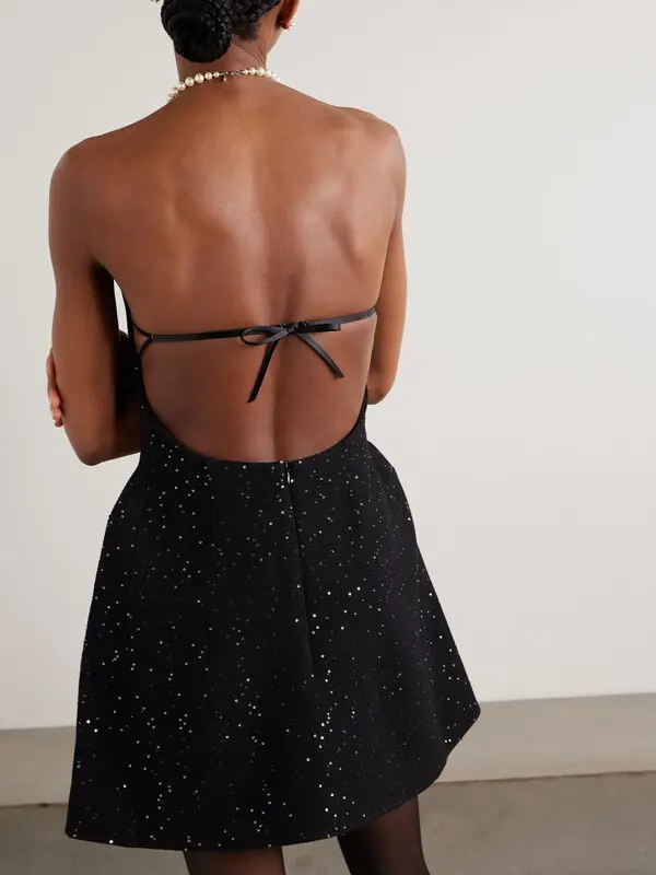 SHUSHU/TONG Strapless Bow-detailed Sequin-embellished Mini Dress - Black |  Editorialist
