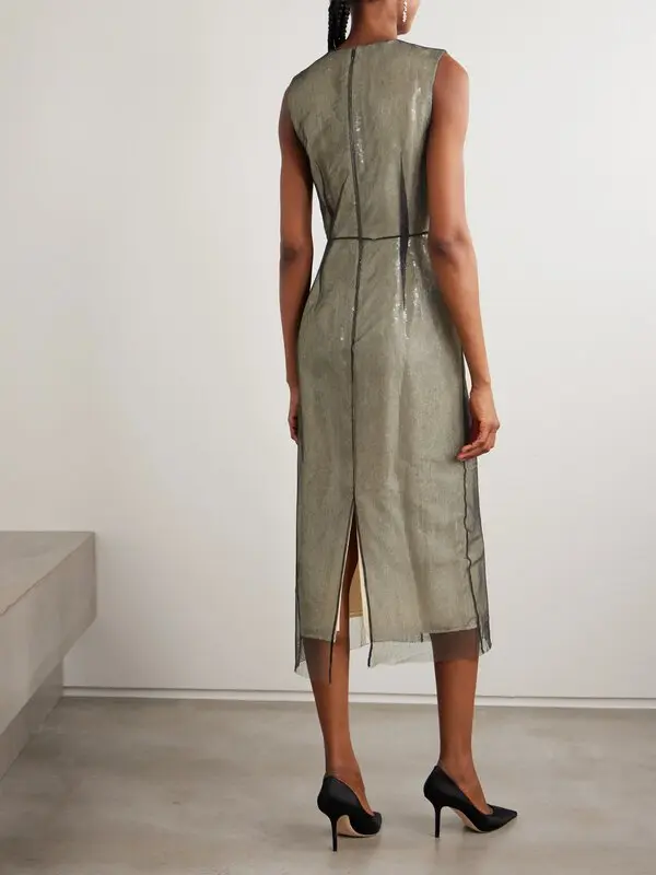Erdem Layered Embellished Sequined Tulle Midi Dress