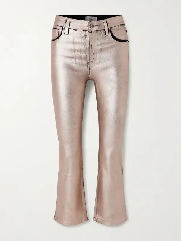 FRAME The Reboot Mid-rise Bootcut Metallic Jeans