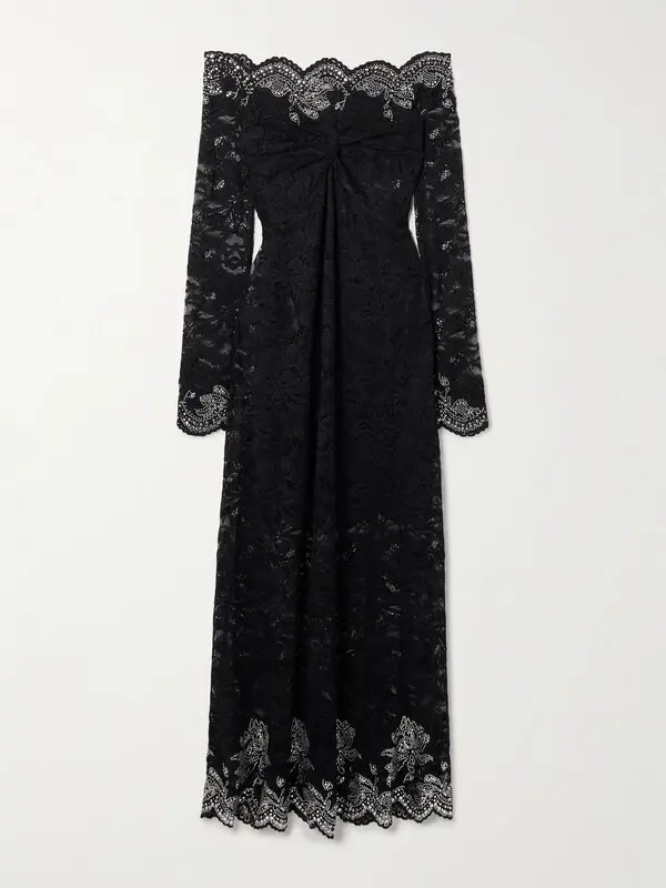 Rabanne Studded Stretch-lace Midi Dress