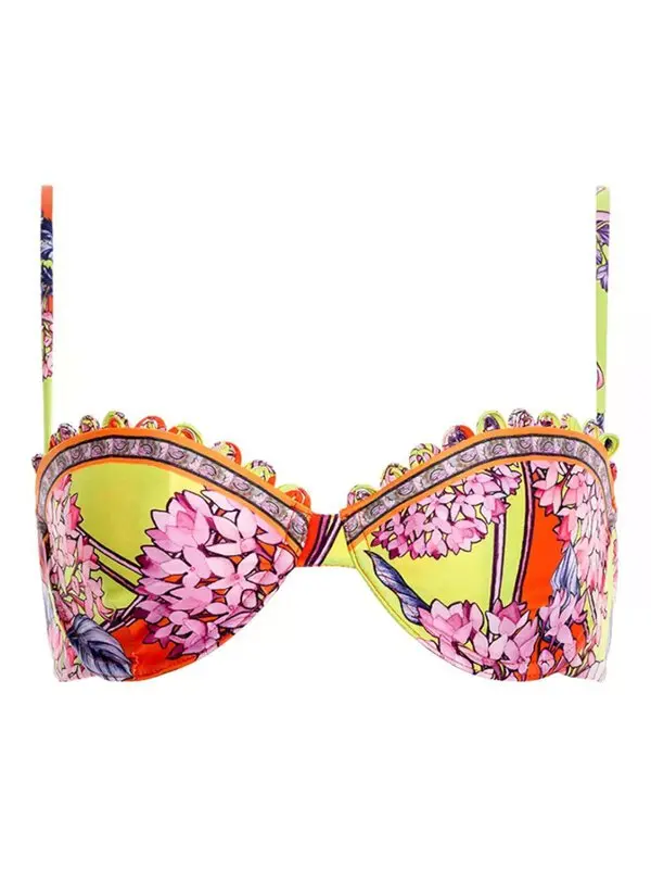Agua Bendita Floral Piper Bikini Top - Orange