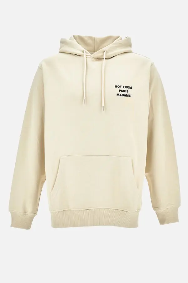 Drole De Monsieur Hoodie With Embroidered Slogan - Beige
