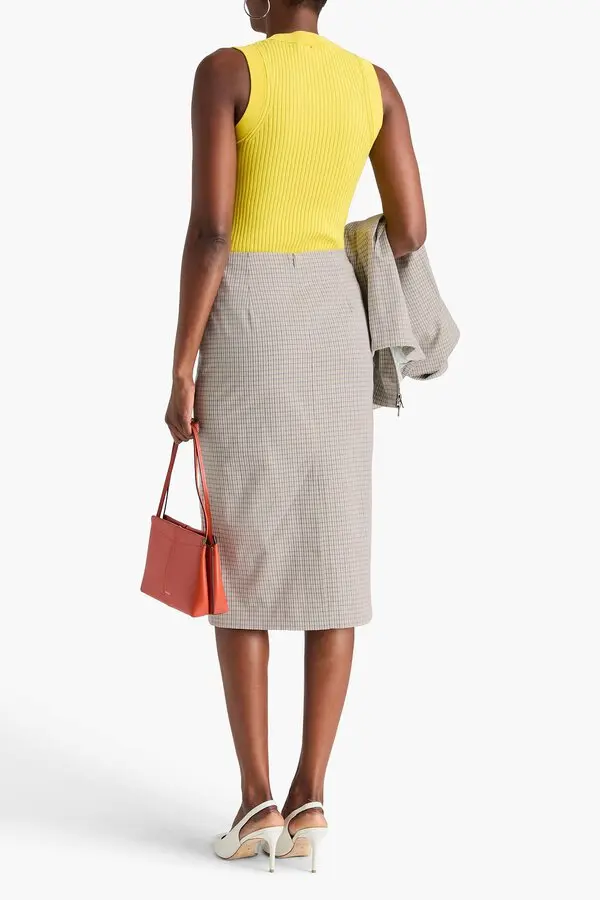 Vince Checked Cotton-blend Twill Pencil Skirt