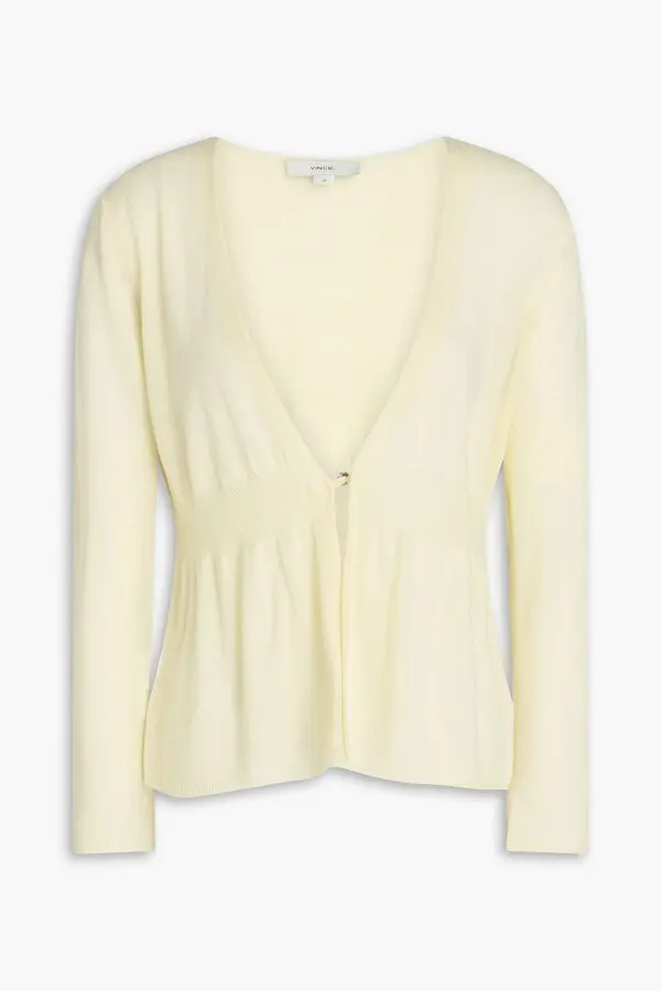 Vince Wool-blend Peplum Cardigan - Pastel Yellow